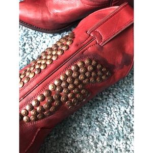 Frye | Shoes | Frye Billy Hammered Stud Burn Red Leather Boots | Poshmark